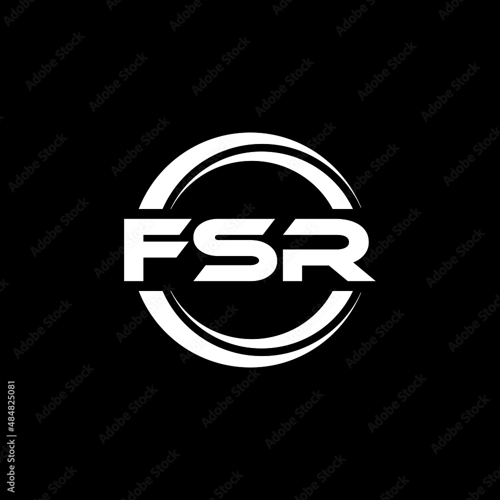 Vecteur Stock FSR letter logo design with black background in ...