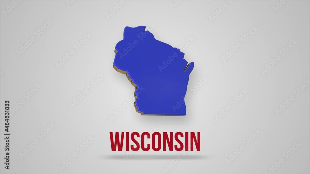 Line animated map showing the state of Wisconsin from the united state ...