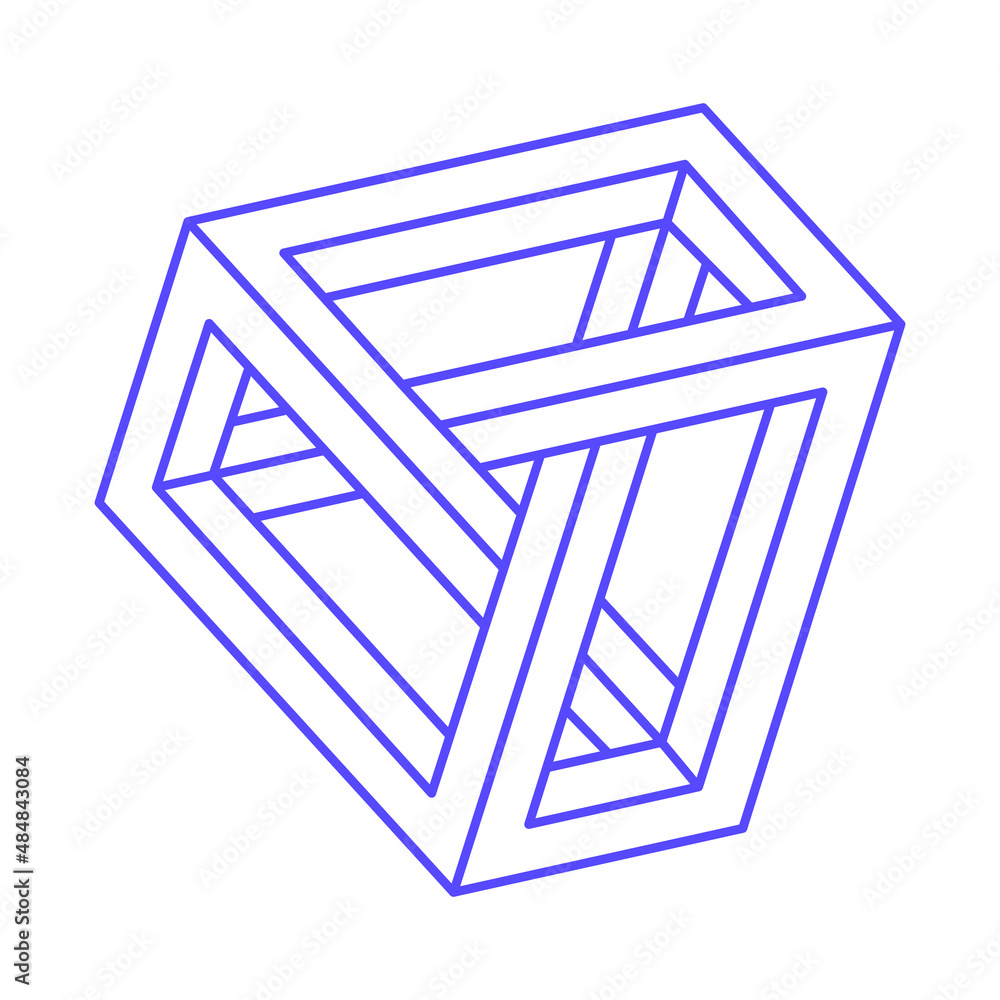 Illusion shapes. Tattoo in trendy 2022 Very Peri color. 3d geometry ...