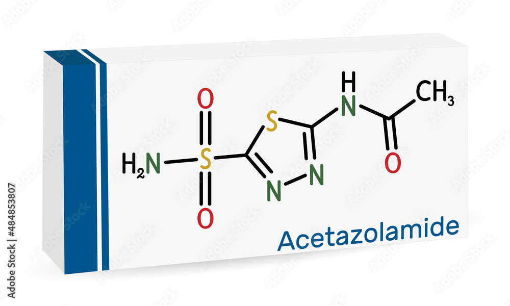 Acetazolamide molecule. It is carbonic anhydrase inhibitor used to ...