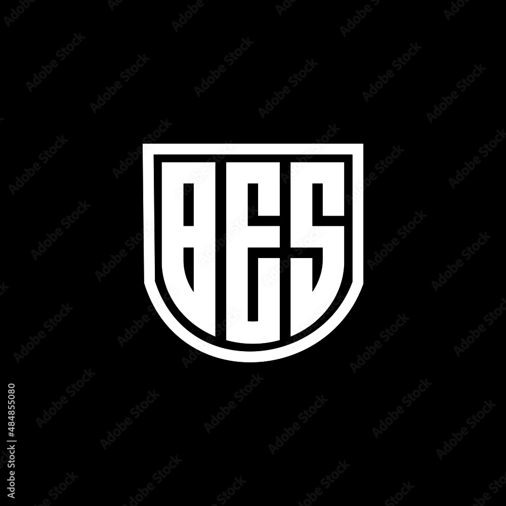 BES letter logo design with black background in illustrator, vector ...