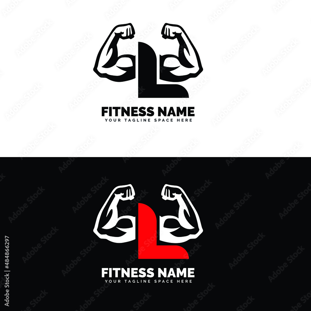 Muscular arm letter L logo design Letter "L" arm biceps in negative ...