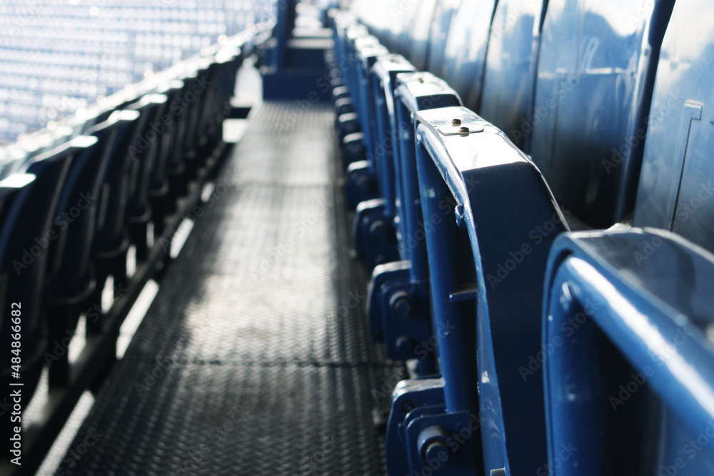 Folding seating steel structure installed in the stadium. Stock Photo ...