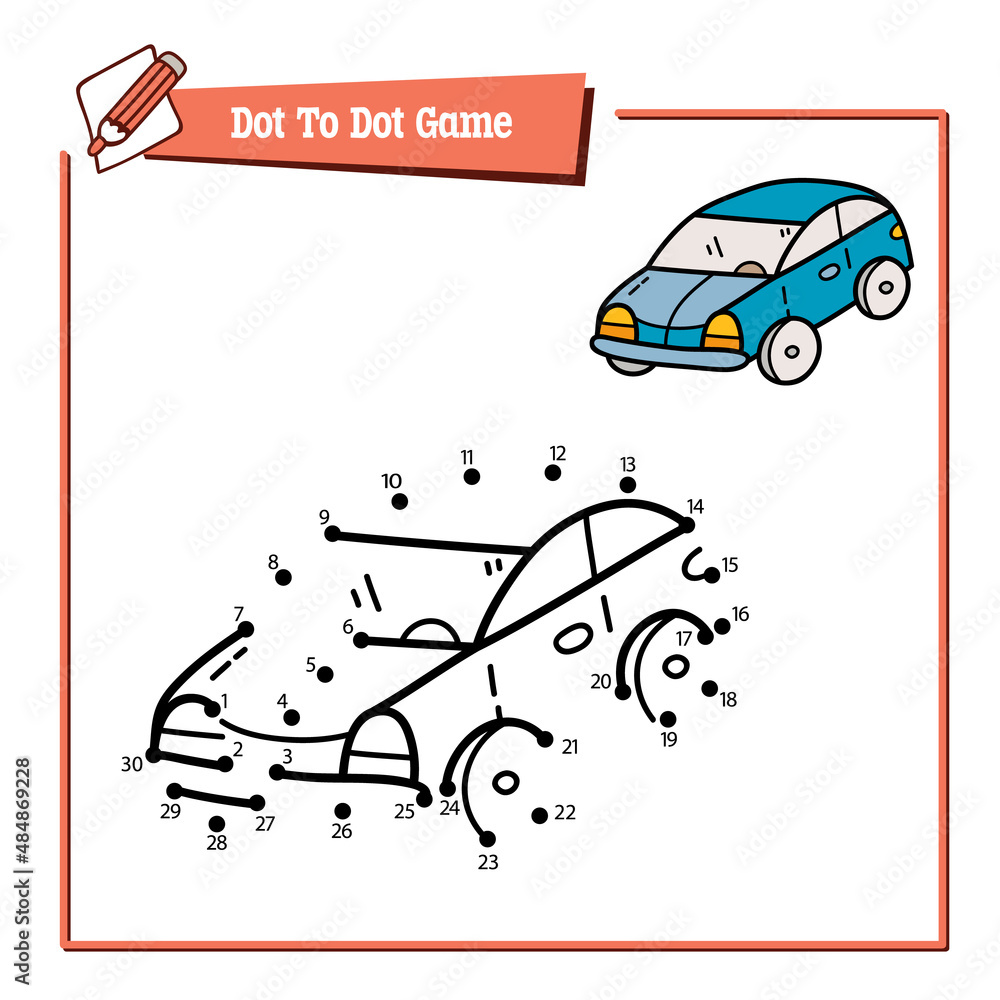 Vector illustration educational game of dot to dot puzzle with doodle ...