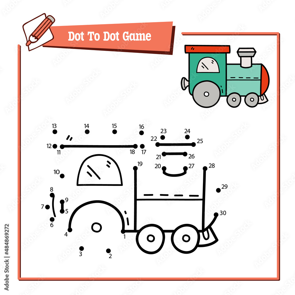 Vector illustration educational game of dot to dot puzzle with doodle ...