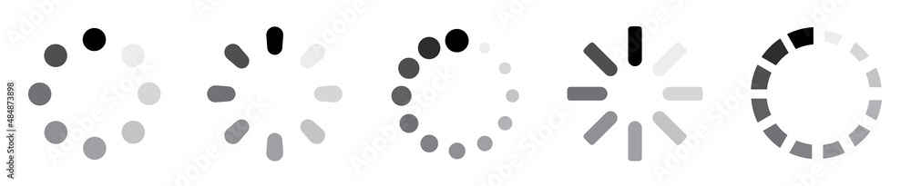 Loading icons collection. Load process icon set. Donload or upload ...