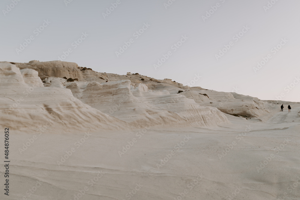 The sandstone white rocks cliffs moonscape of Sarakiniki volcanic beach ...