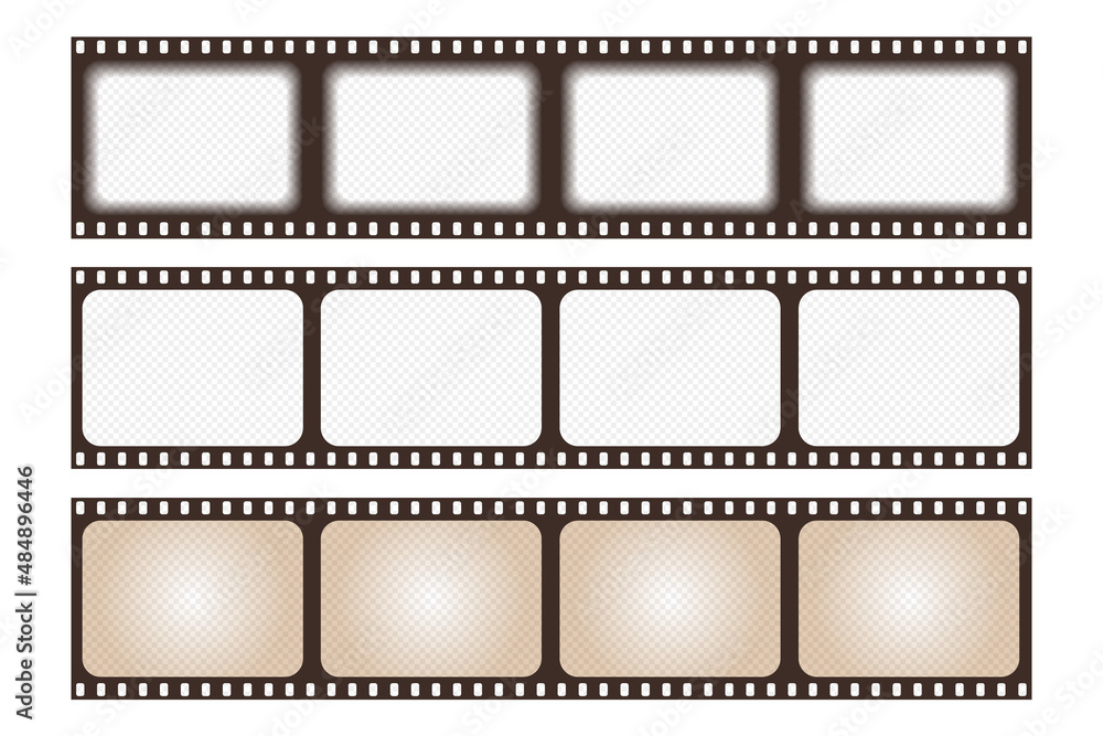 Set old retro film strip frame isolated on white background. Antique ...