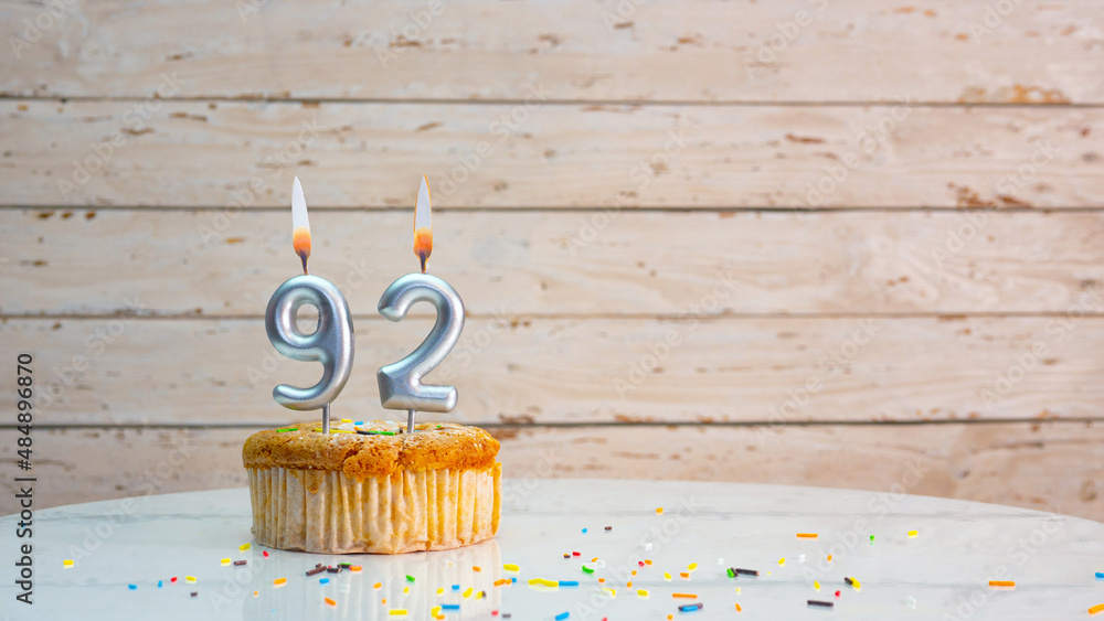 92 year happy birthday greetings from silver numbers on white boards ...