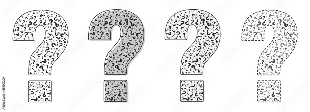 Outline question marks are filled with random small question marks in ...