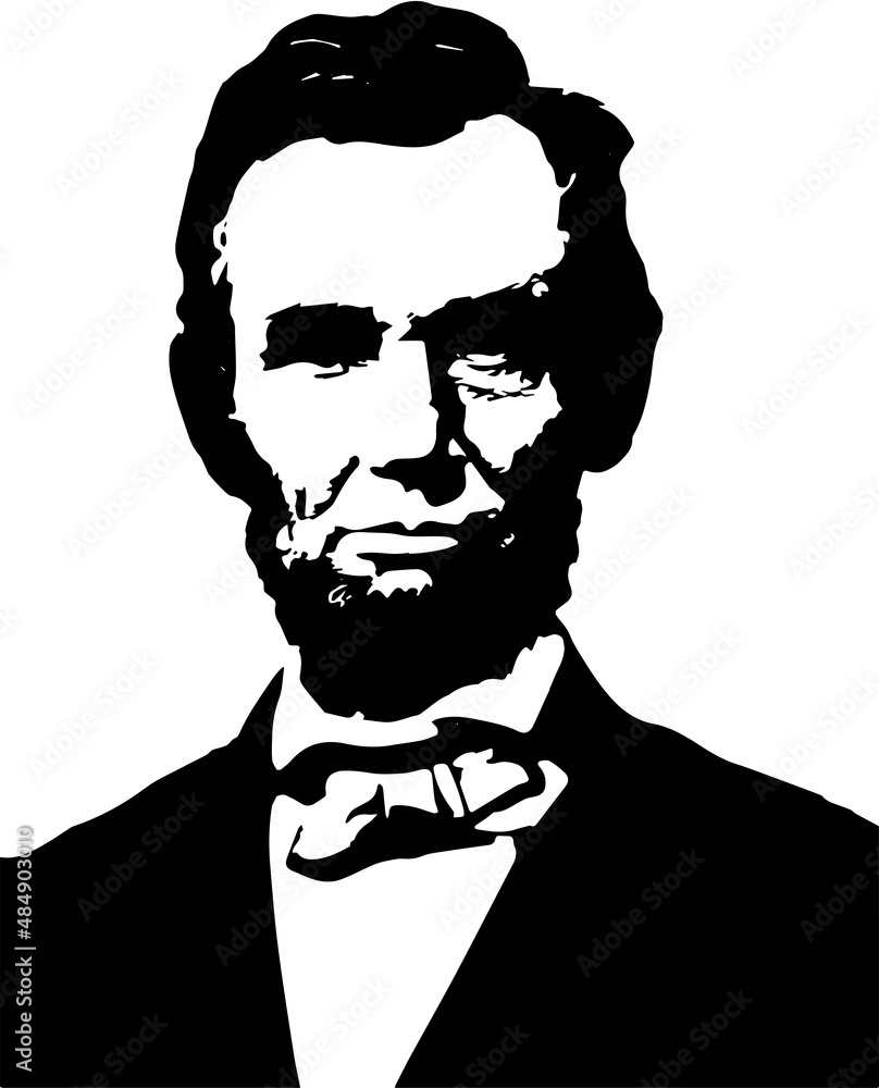 Black and white silhouette of Abraham Lincoln vector. Portrait photo of ...