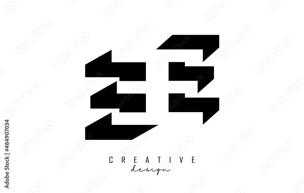 Double E letter Logo with negative space design. Letter E with ...
