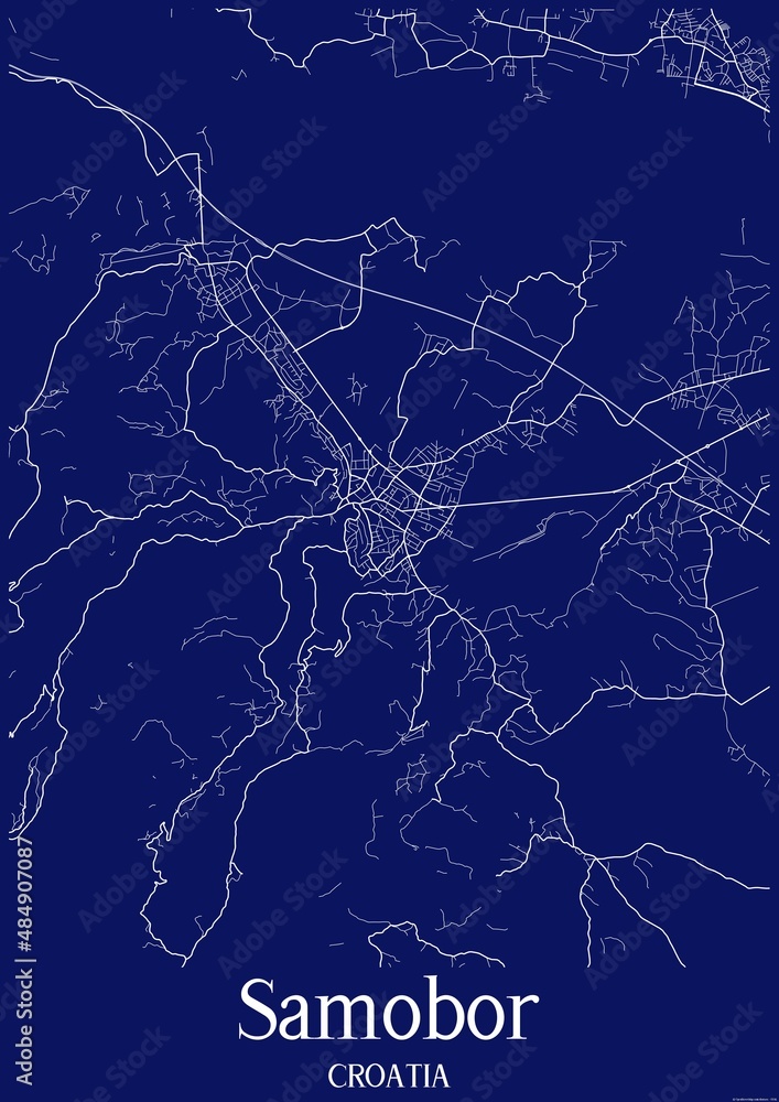 Dark Blue map of Samobor Croatia. Stock Illustration | Adobe Stock