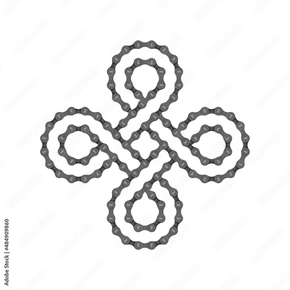 Vector realistic bike chain like tibetan symbol. Isolated on white ...