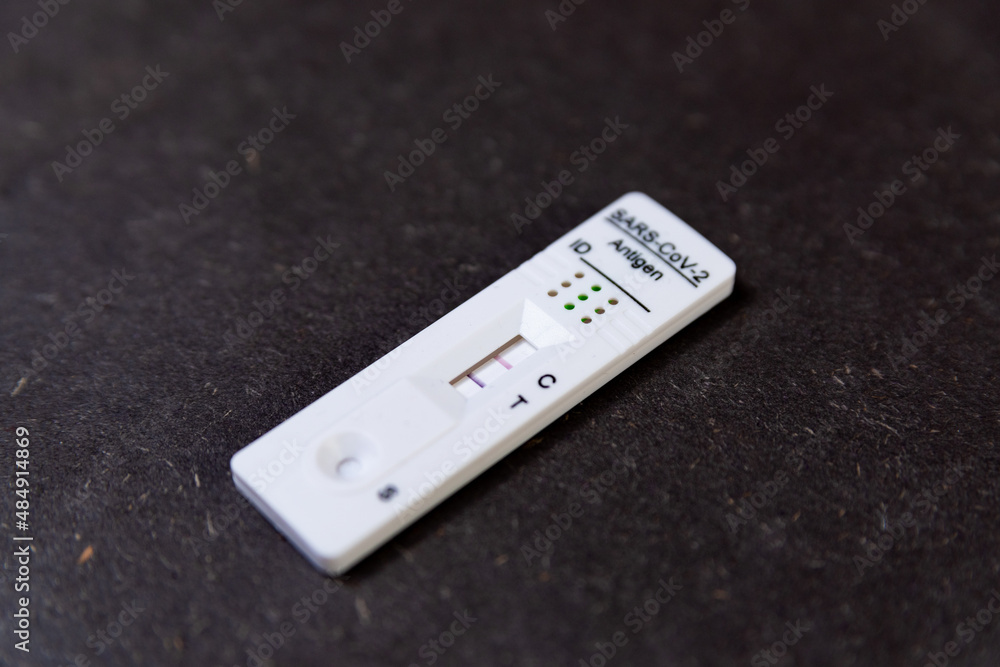 A positive result rapid Covid test, also known as antigen test or ...