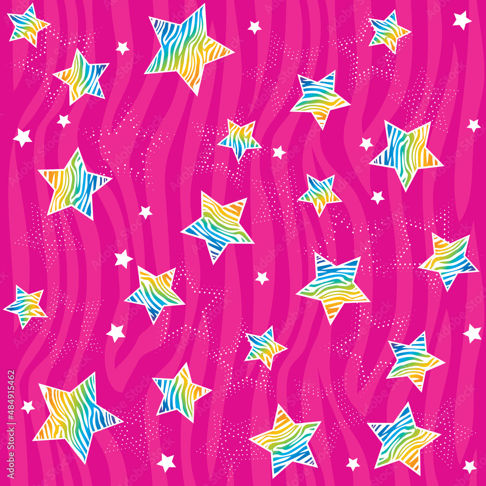Super fun rainbow star pattern reminiscent of 1980s or 1990s little ...