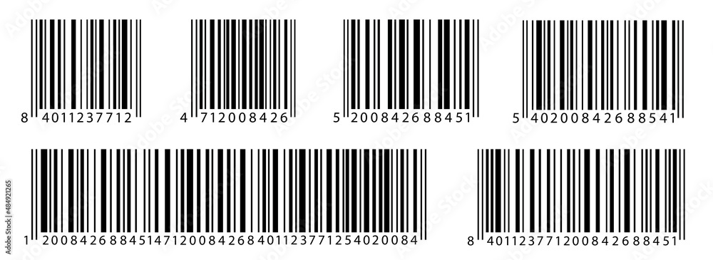 Barcode icon set. Scan bar label. Barcodes product distribution icon ...