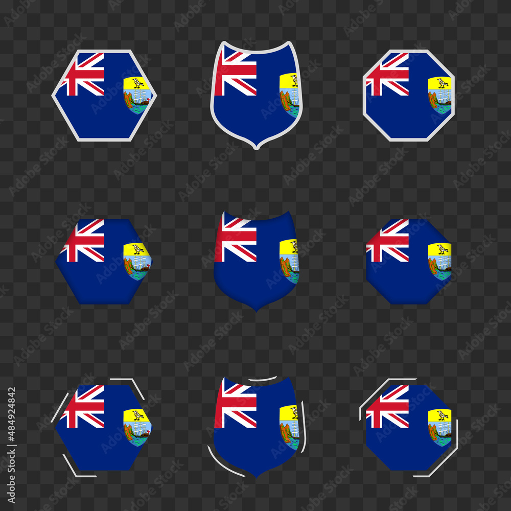 National symbols of Saint Helena on a dark transparent background ...