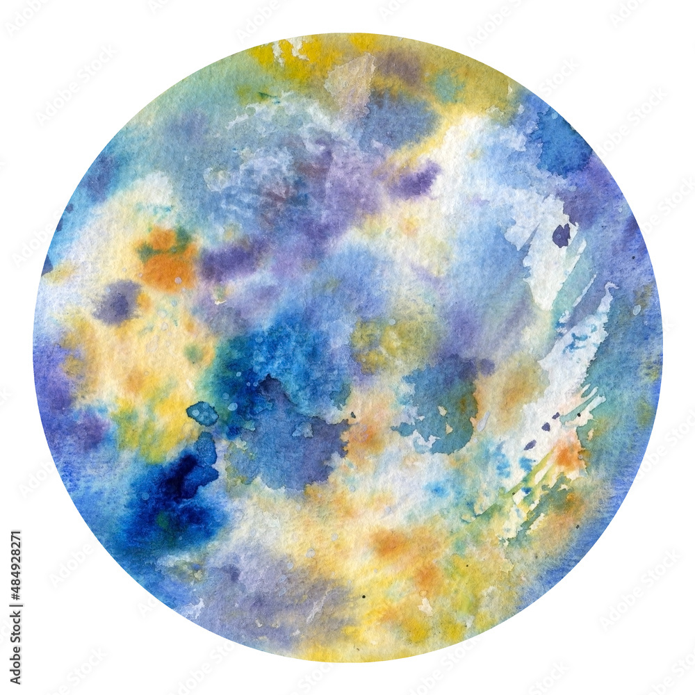 Mercury planet, isolated white background, watercolor illustration ...