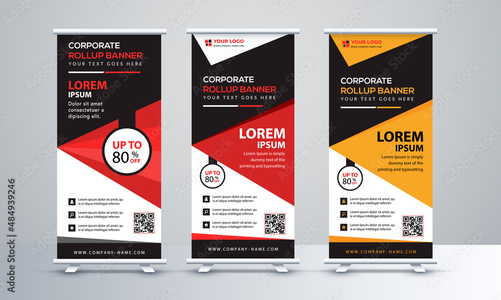 Modern company rollup standee banner in blue red and yellow color Stock ...
