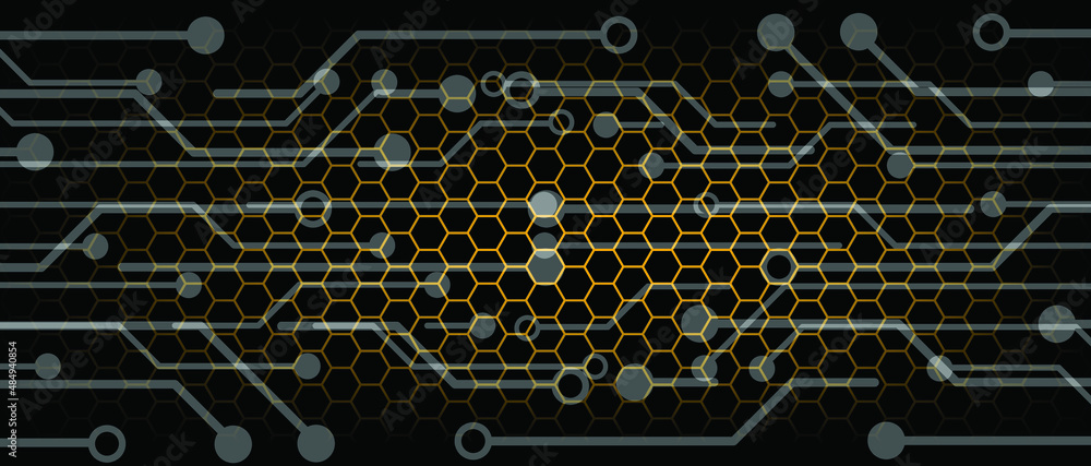 honeycomb, bee honey hexagon beehive pattern. Circuit board or ...