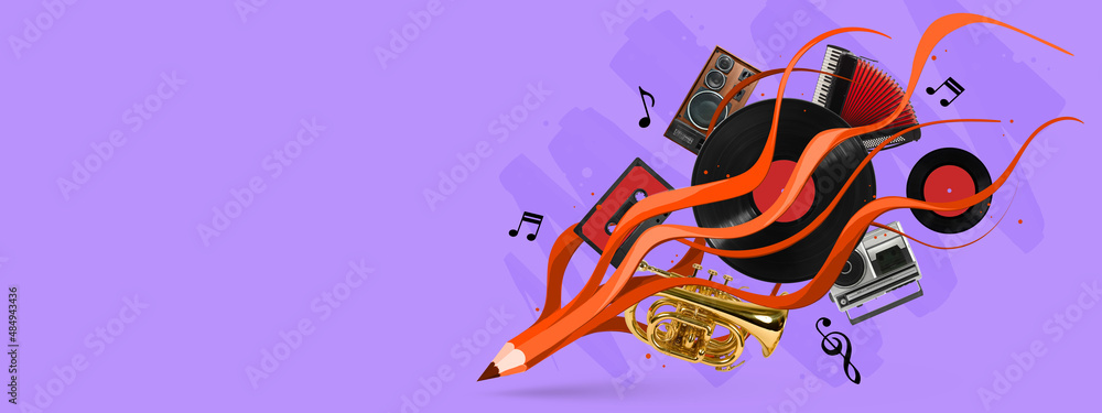 Modern design. Contemporary art collage. Idea, inspiration, aspiration ...