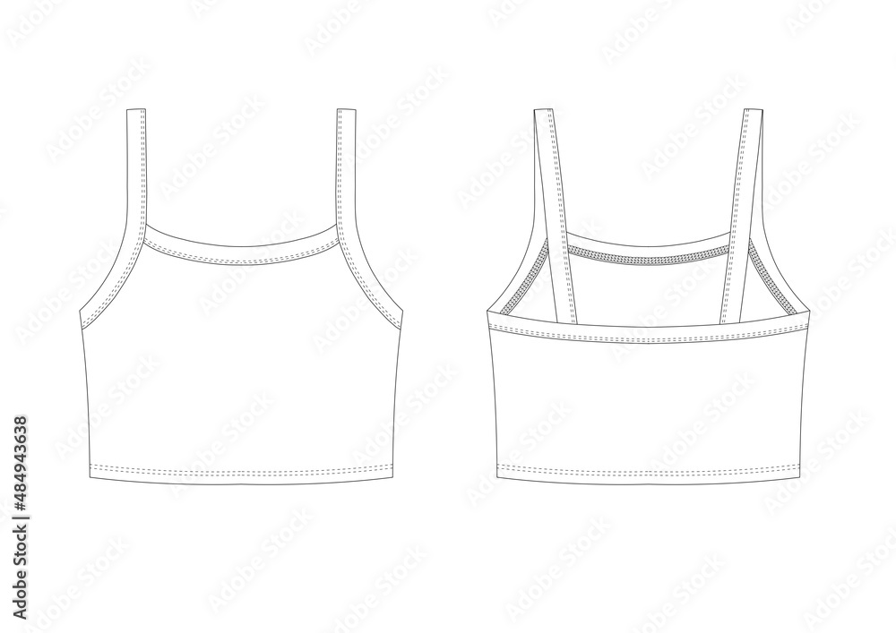 Crop Top Flat Sketch Stock Illustration | Adobe Stock