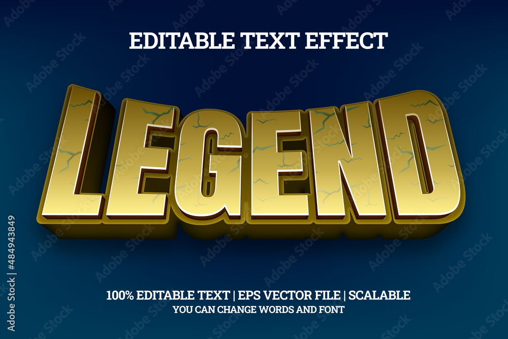 Legend 3d text style effect Stock Vector | Adobe Stock