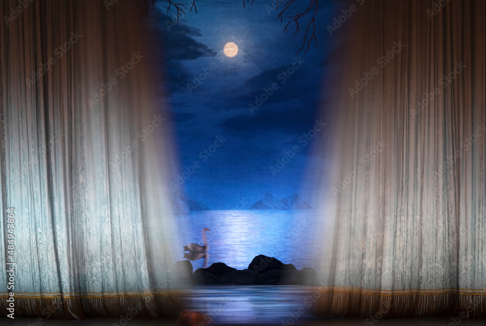 theater stage, curtain. Theater curtain and stage with dramatic ...
