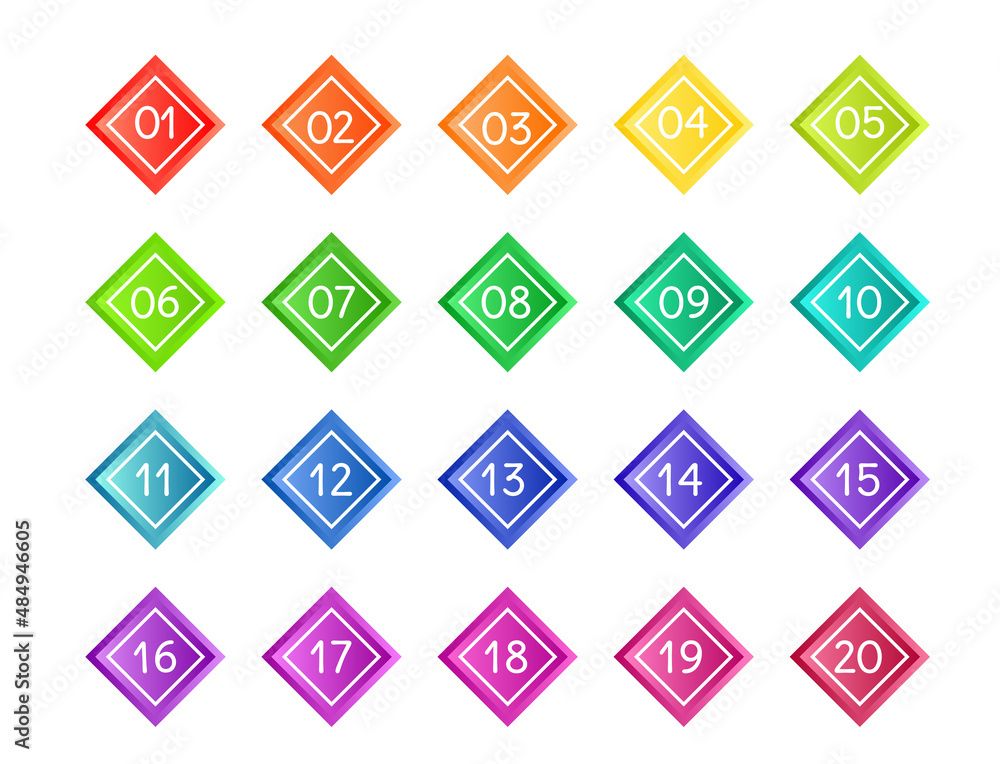 Bullet numbers. Infographic buttons and points. Icon with numbers from ...