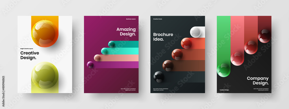 Simple pamphlet A4 design vector concept composition. Fresh 3D spheres ...