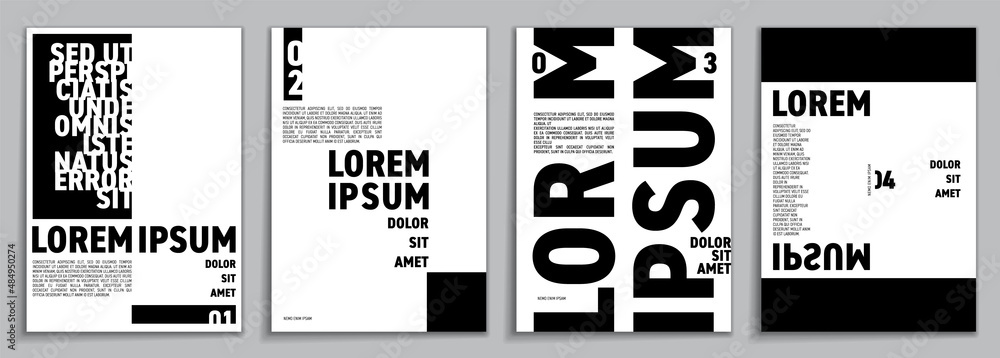 Set of four Lorem Ipsum typographic posters. An abstract and artistic ...