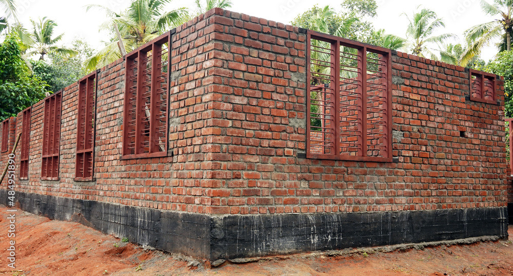Incomplete structure of a new house being built in Kerala. Stock Photo ...