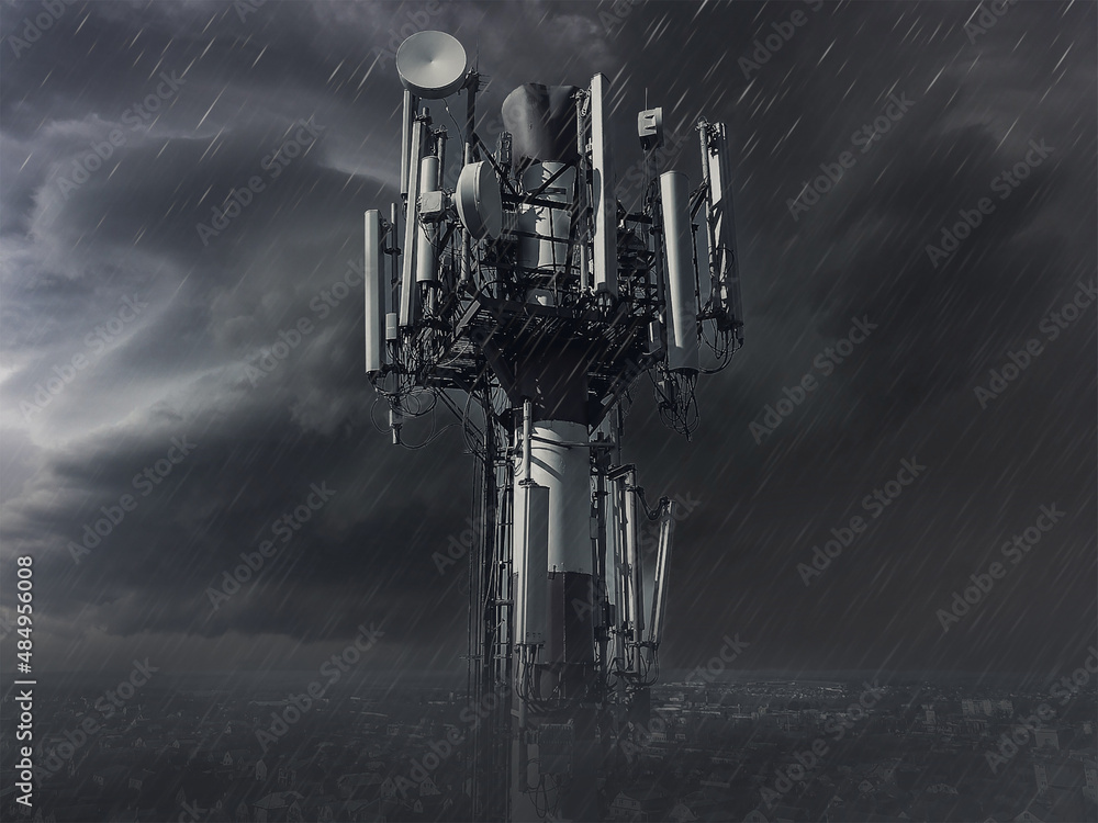 Telecommunication tower of 4G and 5G cellular. Base Station or Base ...