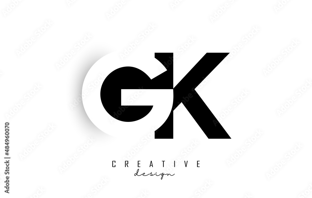 GK letters Logo with negative space design. Letter with geometric ...