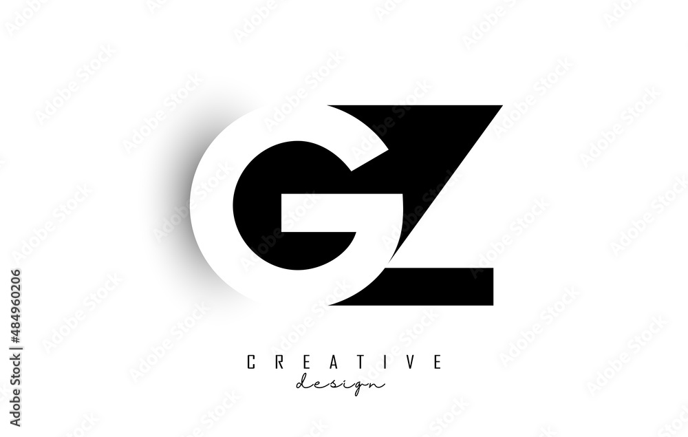 GZ letters Logo with negative space design. Letter with geometric ...