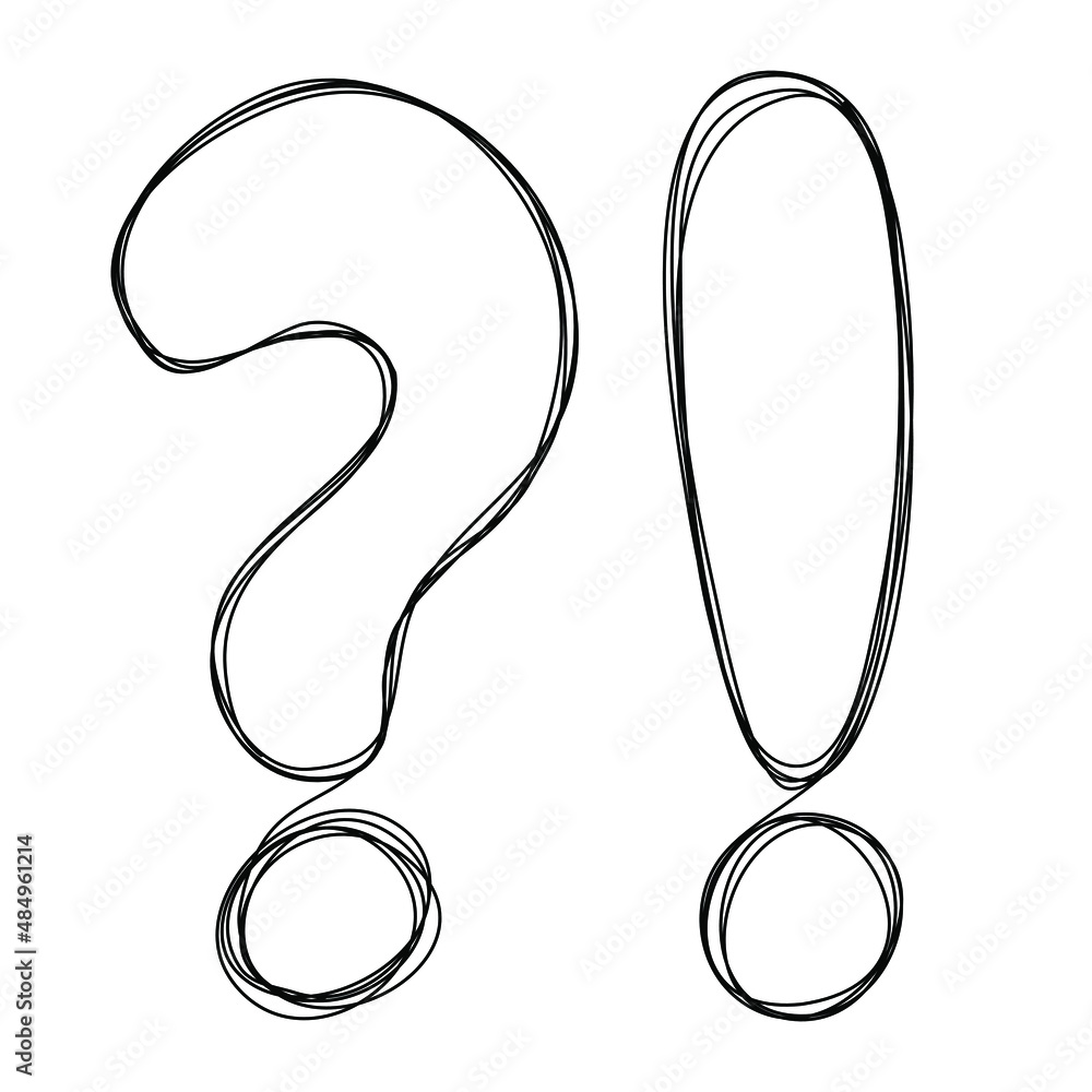 Question mark and Exclamation mark continuous line one line drawing ...