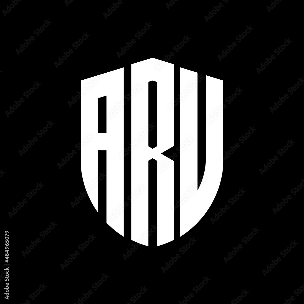 ARV letter logo design. ARV modern letter logo with black background ...