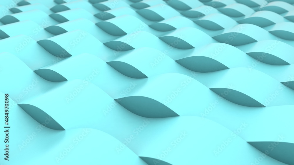 3d rendering of an abstract wavy blue background. The blue wavy lines ...