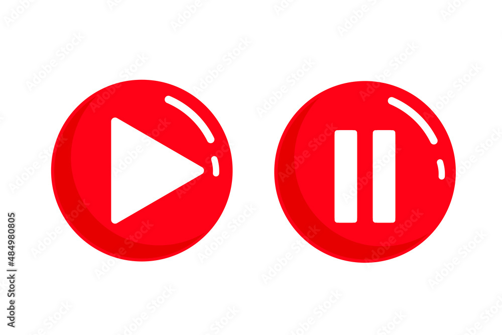 Play and Start ButtonsIcons Isolated on white background. Start and ...