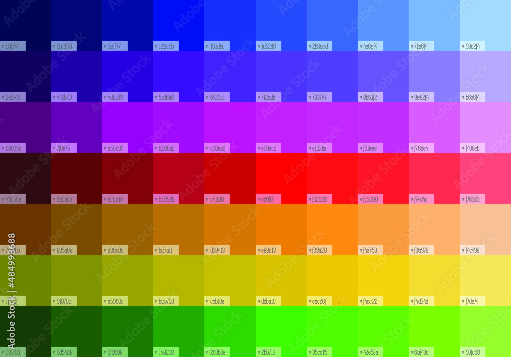 Vector illustration with color palette in rainbow tones, with the color ...