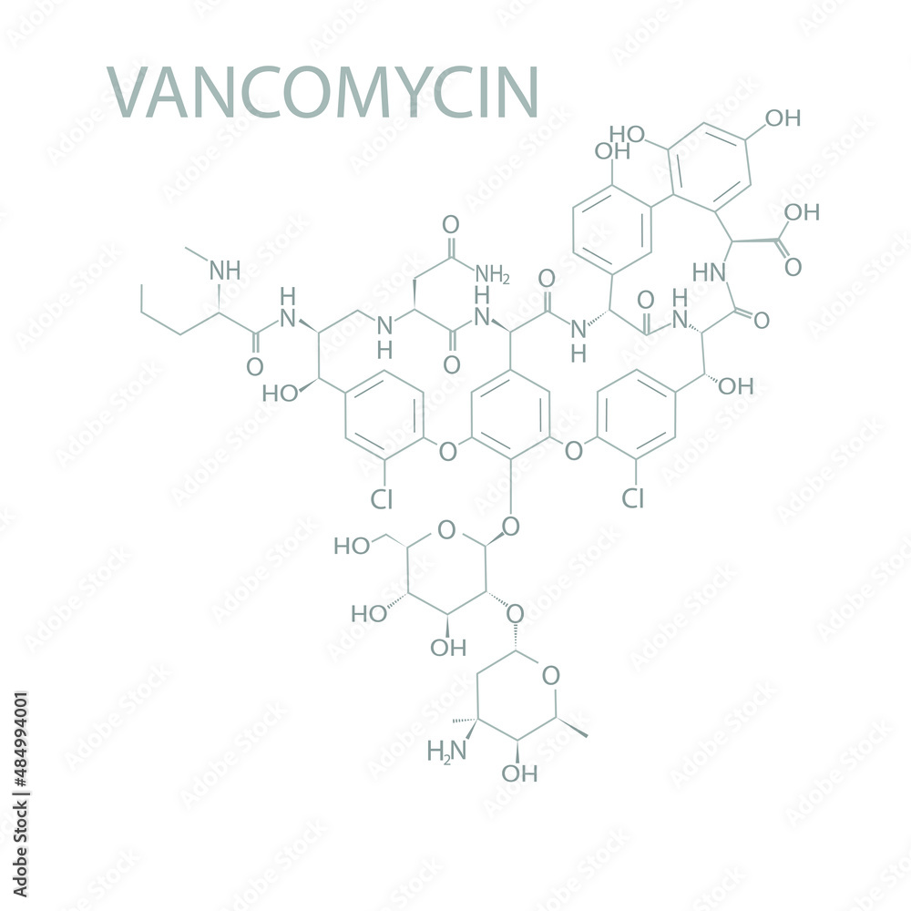Vancomycin molecular skeletal chemical formula. Stock Vector | Adobe Stock