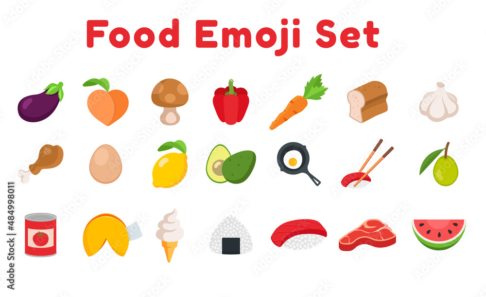 Food emoji set vector illustrations. Emoticon food set Stock Vector ...