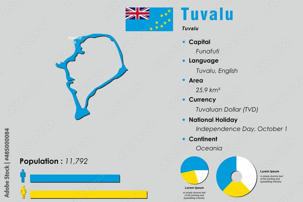 Tuvalu infographic vector illustration complemented with accurate statistical data. Tuvalu ...