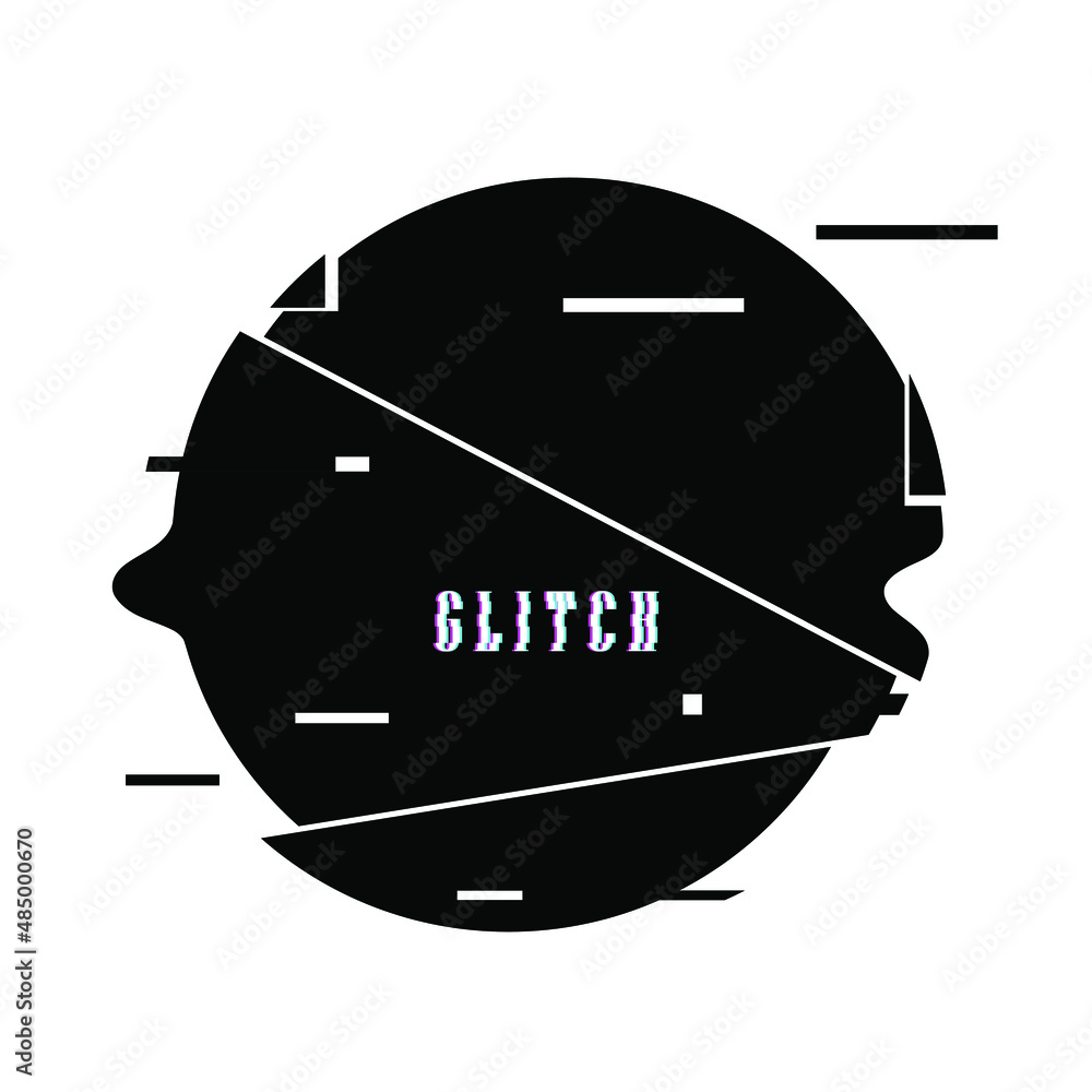 Vecteur Stock Glitch distorted circle shape. Broken effect. Trendy ...