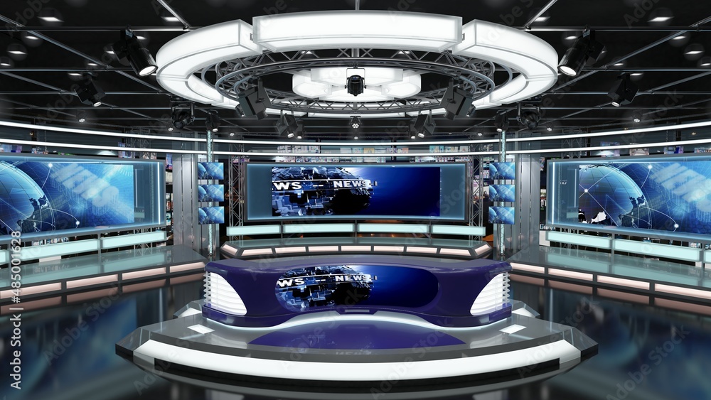 Virtual TV Studio Sets. Green screen background. 3d Rendering Stock ...