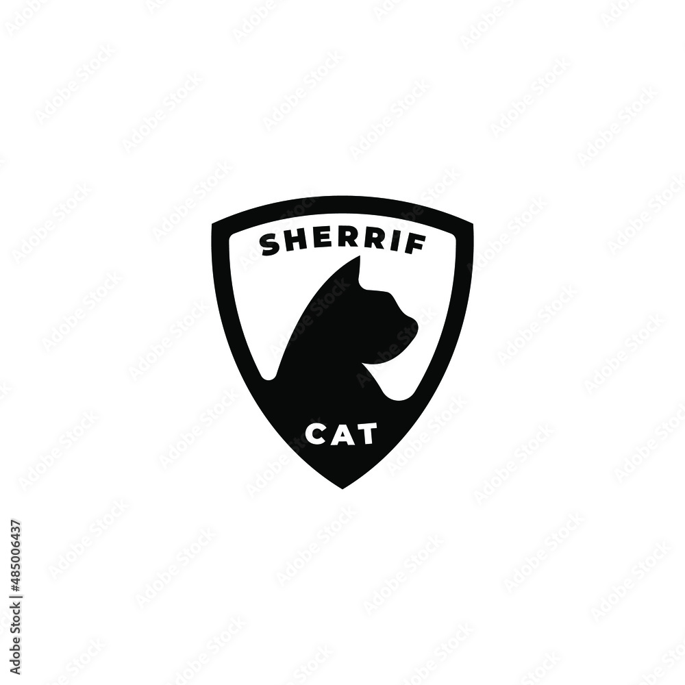 sherrif cat logo emblem. Security logo. Cat silhouette with shield ...