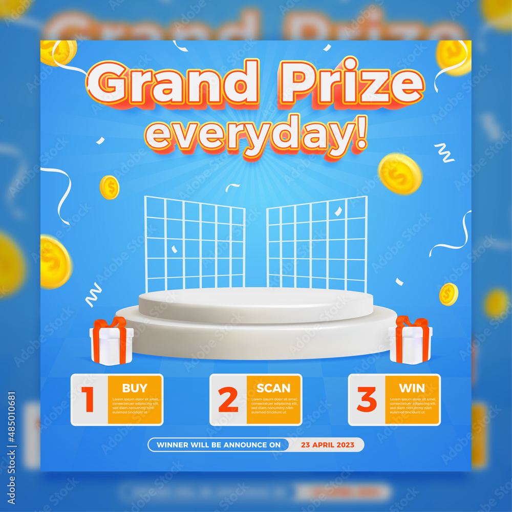 Grand prize invitation contest social media banner template Stock ...
