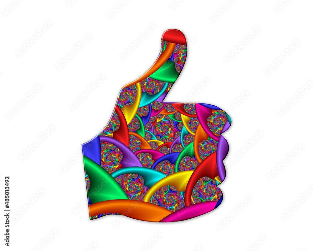 Thumbs Up, Like symbol Mandala icon chromatic logo illustration Stock ...