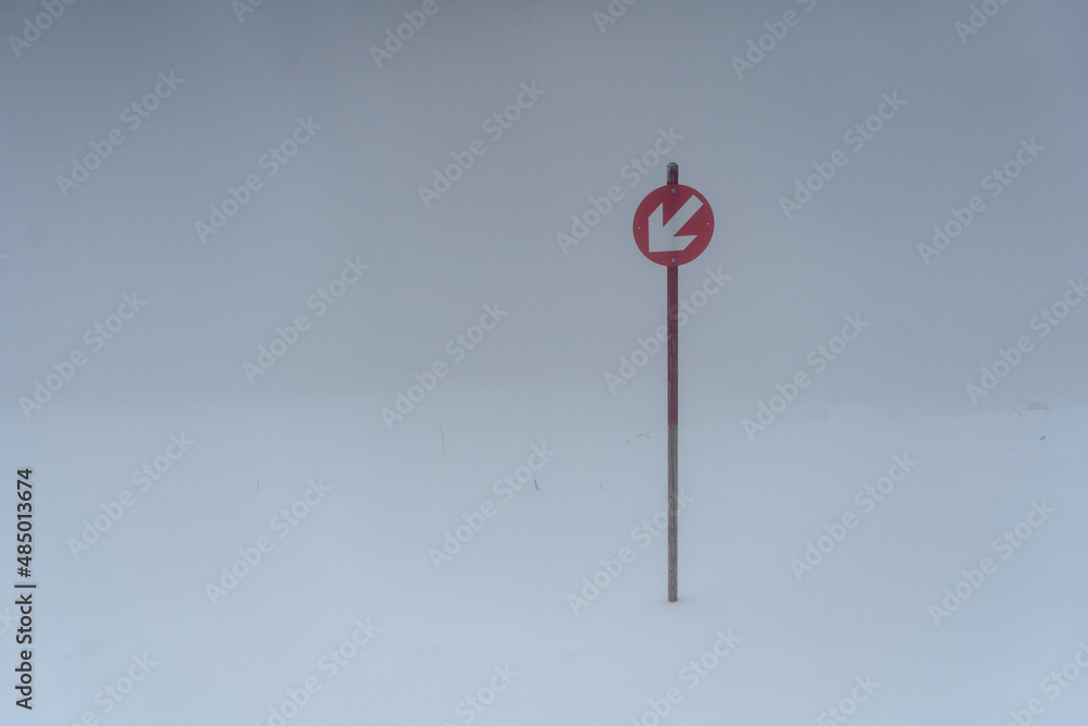 Limitation sign of slope in a ski area in Bavaria Stock Photo | Adobe Stock